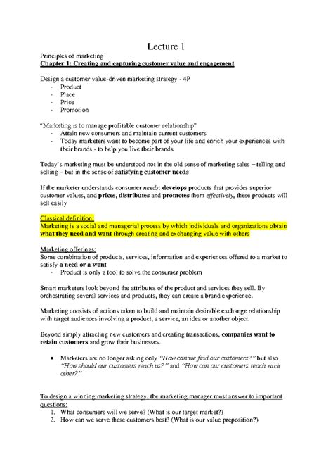 Lecture 1 Sammanfattning Av Kapitel Lecture 1 Principles Of