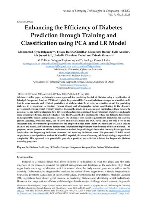 Pdf Enhancing The Efficiency Of Diabetes Prediction Through Training