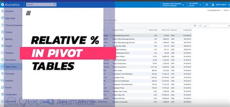 Acumatica 2020 R1 Demo Percentage Of Total In Pivot Tables
