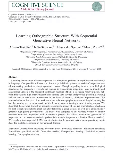 pdf learning orthographic structure with sequential generative neural