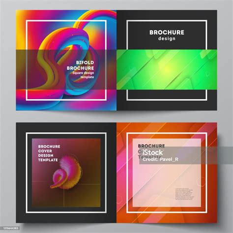 사각형 디자인 Bifold 브로셔 잡지 전단지 소책자를위한 두 개의 표지 템플릿의 벡터 일러스트 레이아웃 미래 기술 디자인 유체