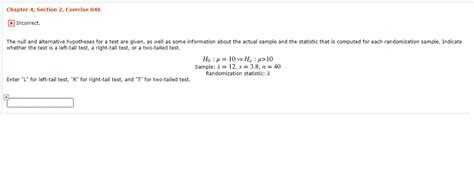 Solved Chapter Section Exercise X Incorrect The Chegg Com