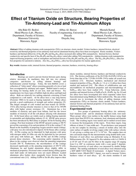Pdf Effect Of Titanium Oxide On Structure Bearing Properties Of Tin