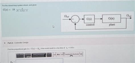 solved for the closed loop system shown and given