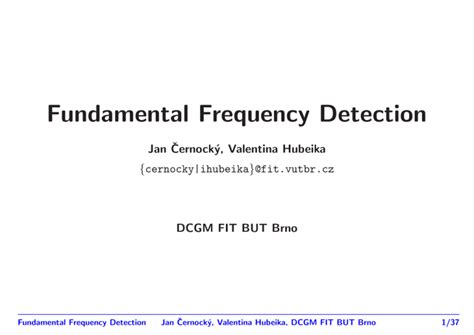 Fundamental Frequency Detection