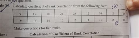 Calculate Coefficient Of Rank Correlation From The Following Data B