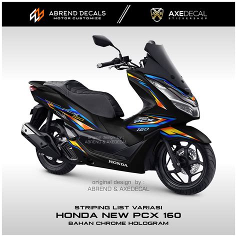 Jual Striping New Pcx 160 Grafios Custom Bahan Chrome Hologram Stiker Motor Honda Pcx Baru