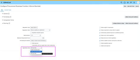 Configure Procurement Business Function Agreement Lines — Cloud