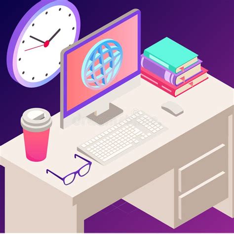 Vector Illustration Of Office Business Icons Communication Between