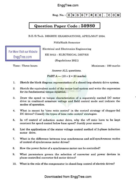 ee3012 electrical drives apr may 2024 question paper download pdf