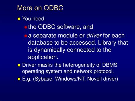 PPT Database Connectivity ODBC JDBC And SQLJ PowerPoint Presentation ID