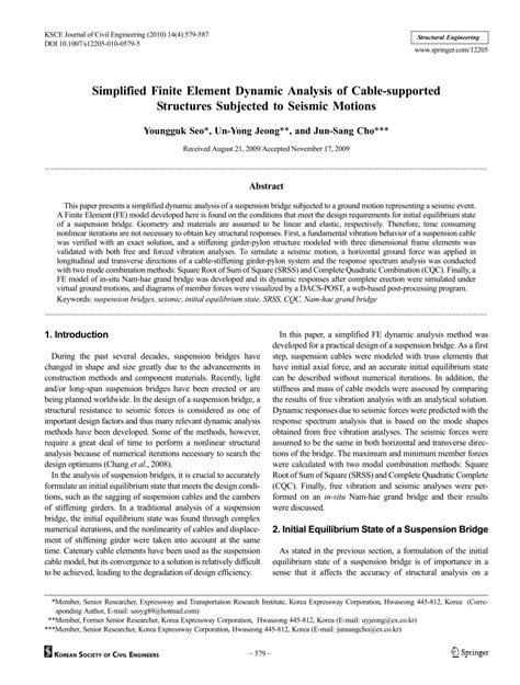 Pdf Simplified Finite Element Dynamic Analysis Of Cable Supported Structures Subjected To