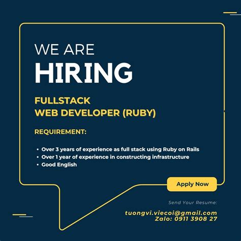 Lê Vi On Linkedin Quận 1 Hcmc Tuyển Dụng Fullstack Web Developer Ruby Salary Upto