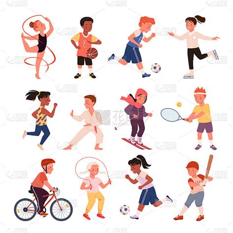 孩子们在做运动练习，可爱的男孩女孩跑，孩子们踢足球足球，打棒球图片 健身图片素材 花瓣网