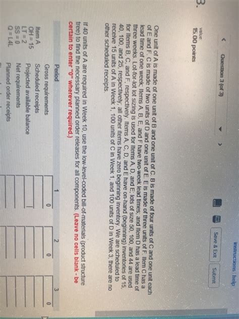 Solved Of Value Points One Unit Of A Is Made Of Chegg Com