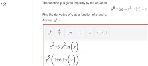 Solved The Function Y Is Given Implicitly By The Equation Chegg Com