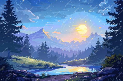 Premium Photo Pixel Art Landscapes Stock Illustration