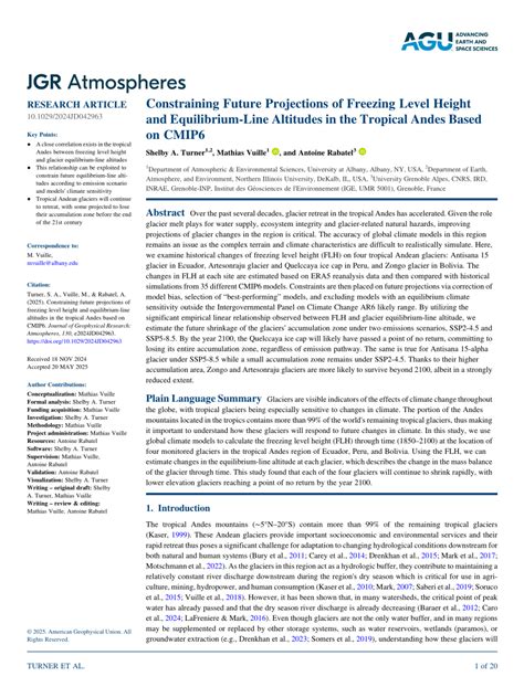 Constraining Future Projections Of Freezing Level Height And Equilibrium‐line Altitudes In The