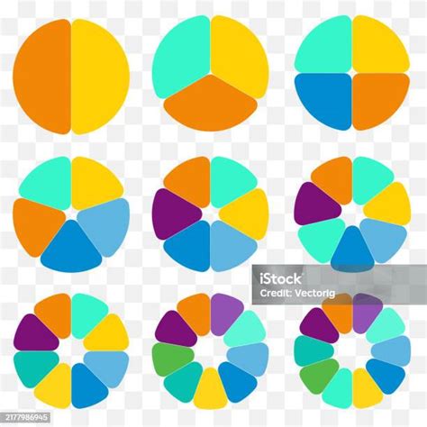 Multicolored Circular Charts For Infographics And Data Visualization Stock Illustration
