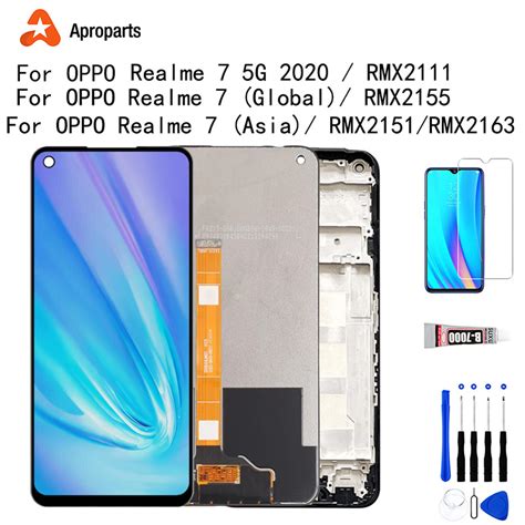 Lcd สำหรับ Oppo Realme 7 5g Rmx2111 Global Rmx2155 Asia Rmx2151 Rmx2163 จอแสดงผลหน้าจอสัมผัส
