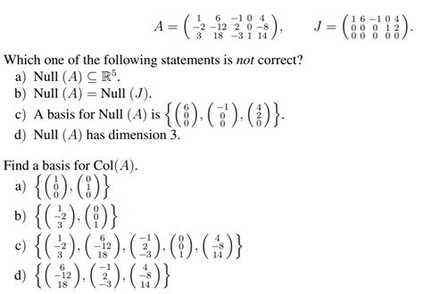 Solved linear algebra, about dimension,basis,row, space, | Chegg.com