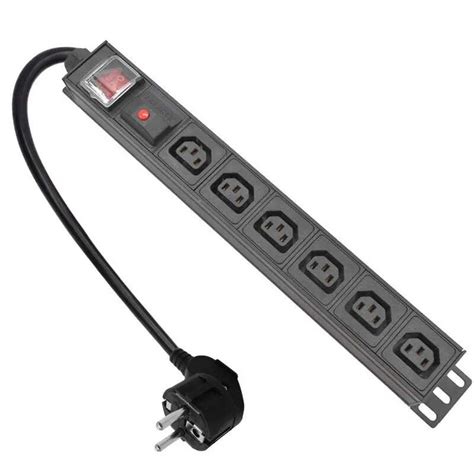 PDU Network Rack Aluminium Alloy Socket Power Strip 6 Ways C13 Output Sa Overload Protection 2M