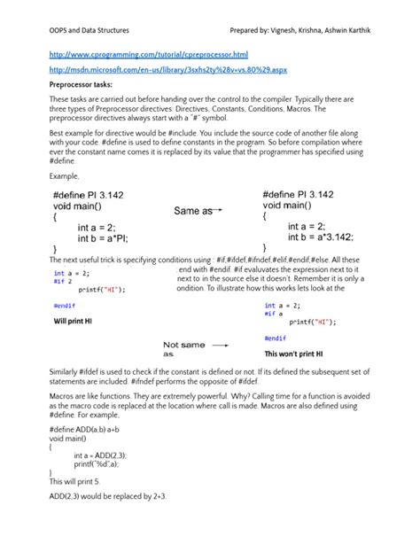 Oops And Preprocessor Directives Pdf Class Computer Programming