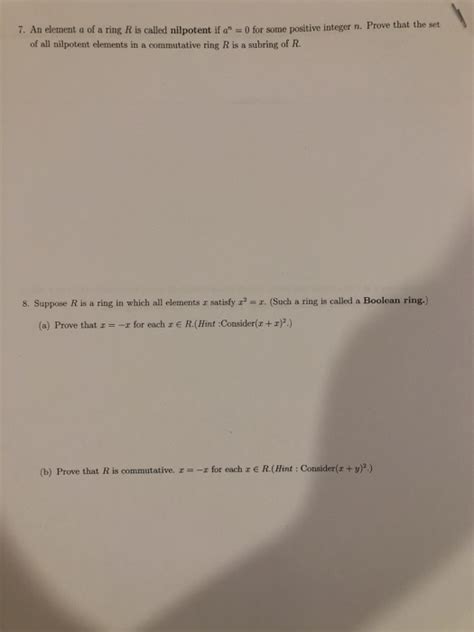 solved 7 an element a of a ring r is called nilpotent if a