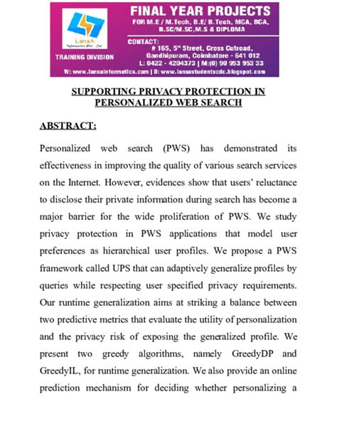 Doc Supporting Privacy Protection In Personalized Web Search