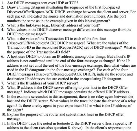 Are Dhcp Messages Sent Over Udp Or Tcp Draw Timing Datagram Illustrating The Sequence Of The