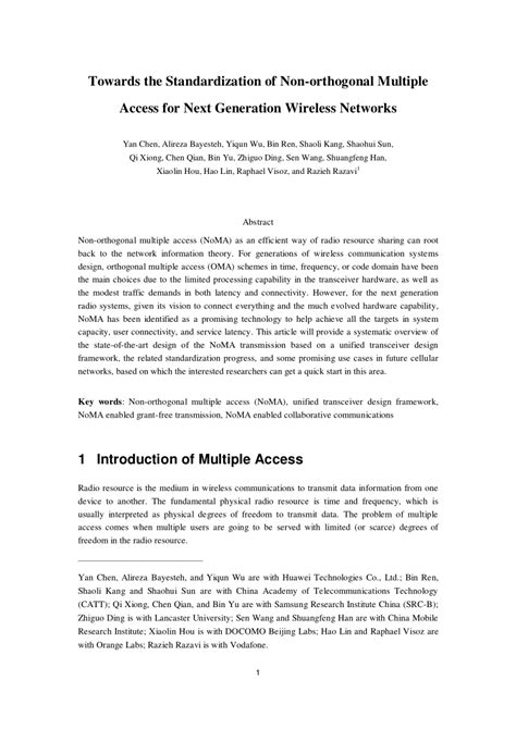 Pdf Toward The Standardization Of Non Orthogonal Multiple Access For