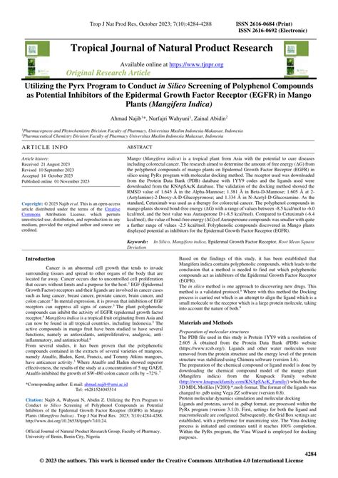 Pdf Utilizing The Pyrx Program To Conduct In Silico Screening Of Polyphenol Compounds As