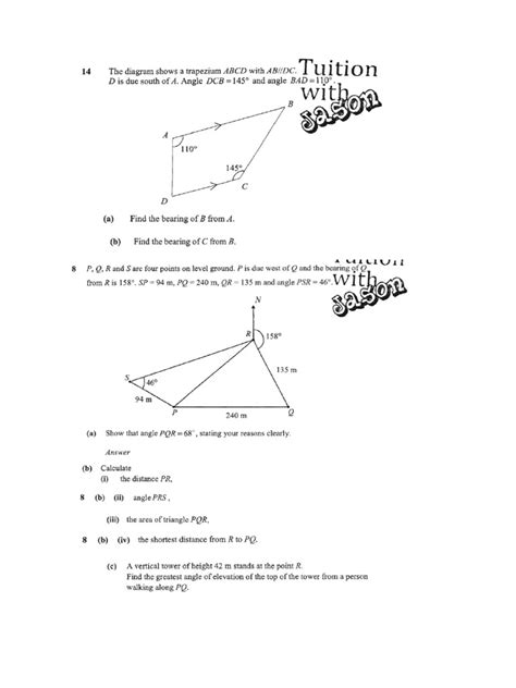 Sec 3 Emath Trigonometry Practice Questions 2 Pdf