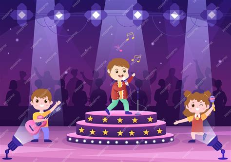 Premium Vector Talent Show Illustration With Cute Contestant
