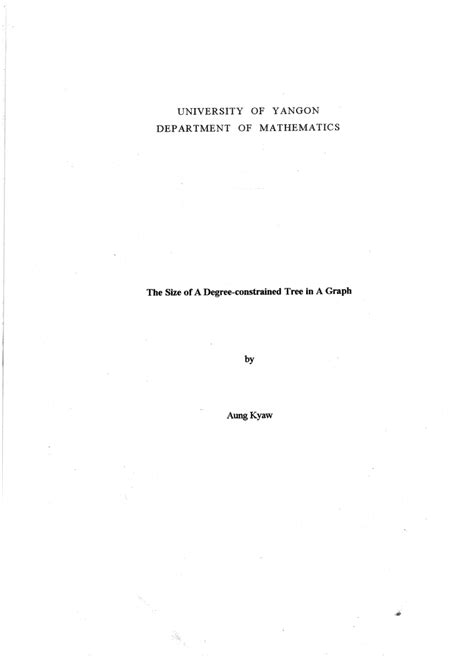 Pdf The Size Of A Degree Constrained Tree In A Graph Msc Thesis