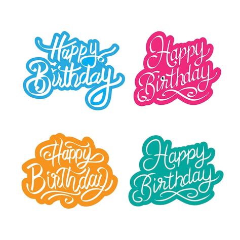 캘리그라피 손으로 쓴 으로 쓴 생일 축하 글자 프리미엄 벡터