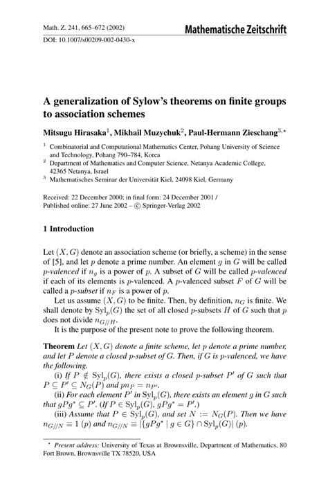 Pdf A Generalization Of Sylows Theorems On Finite Groups To