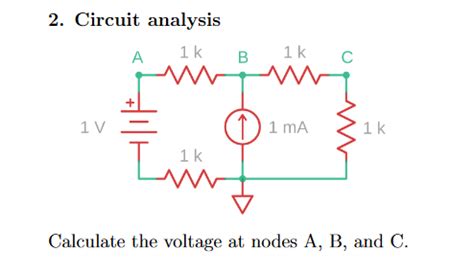 Solved Circuit AnalysisCalculate The Voltage At Nodes A B Chegg