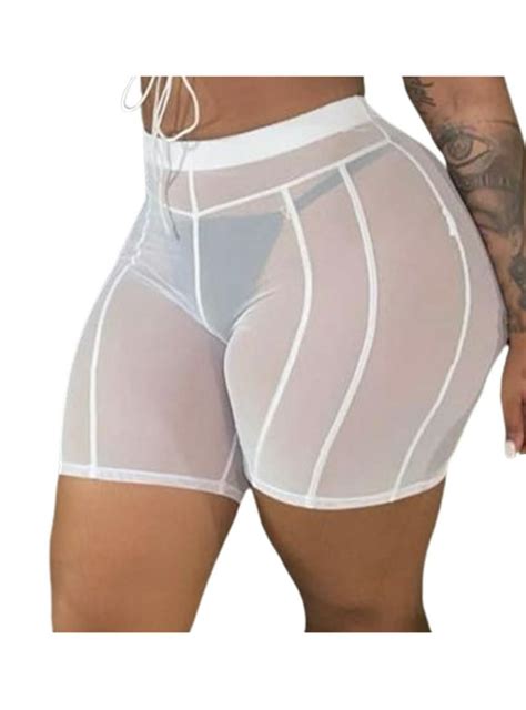 Womens See Through Mesh Shorts