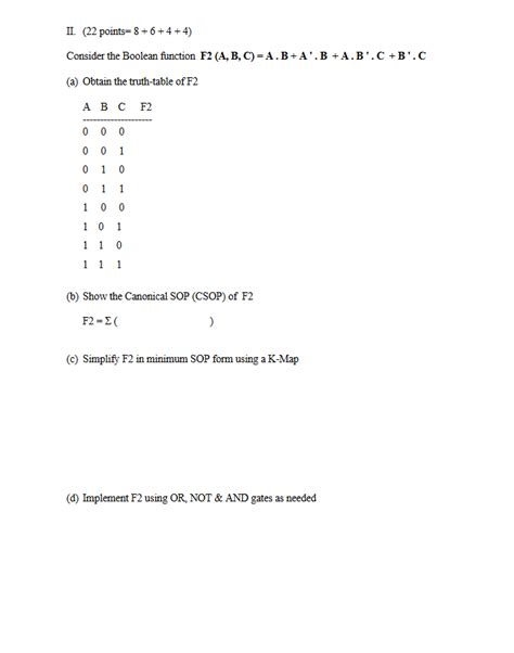 Solved Ii 22 Points8644 Consider The Boolean Function