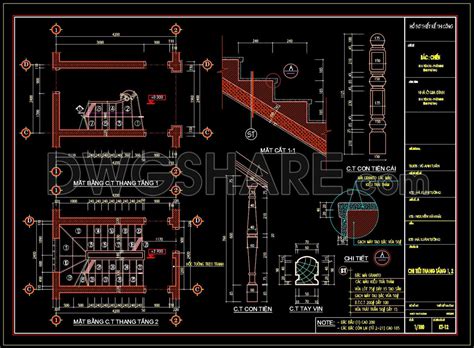Detailed Drawings Of Stairs In Autocad File