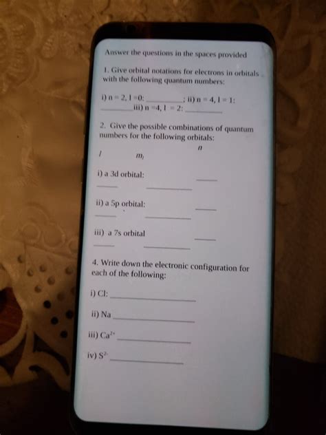 Solved Answer The Questions In The Spaces Provided Give Chegg Com