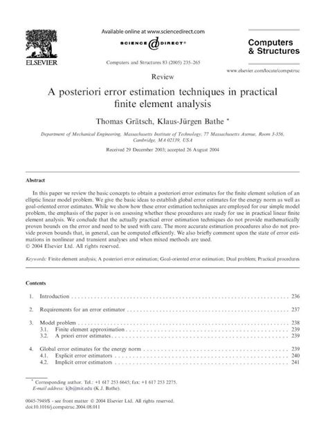 PDF Review A Posteriori Error Estimation Techniques In Review A Posteriori Error