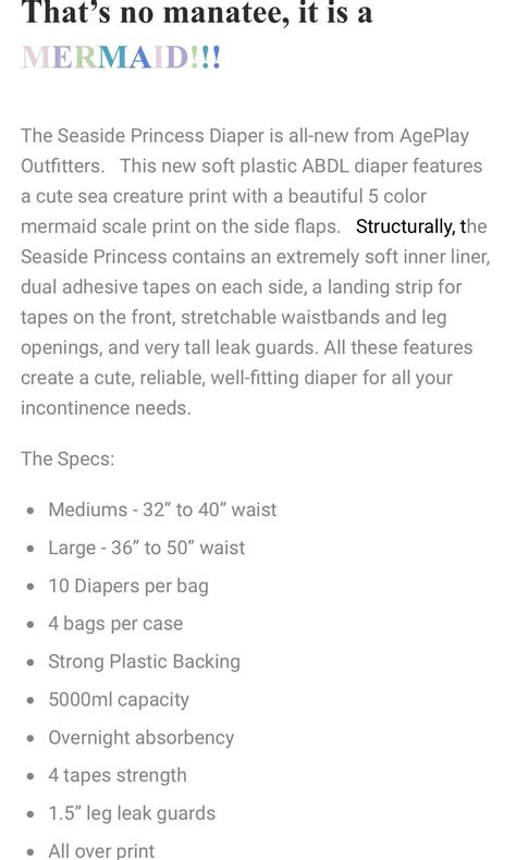 Seaside Princess Adult Diaper Abdl Everything Else On Carousell
