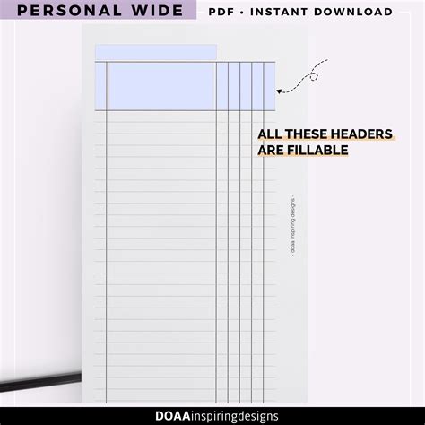 Personal Wide Fillable Inbox Printable Planner Categorized Etsy Canada