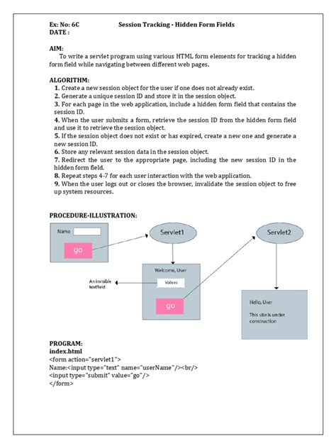 Ex 6c Session Tracking Using Hidden Form Fields Pdf Computer Programming Software Engineering