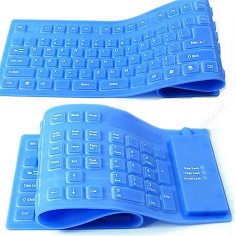 109 Keys Portable Black Blue USB Plug Silicone Rubber Waterproof Flexible Foldable Wired