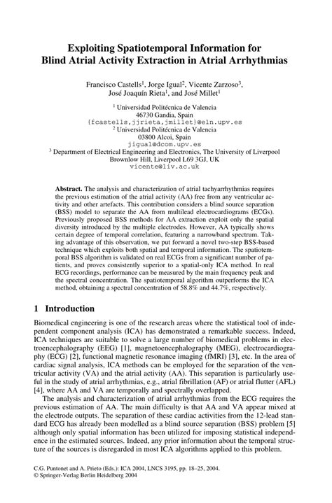 Full Article Exploiting Spatiotemporal Information For Blind Atrial Activity Extraction In