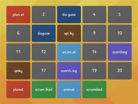 SYLLABLE DIVISION An Awful Planet Matching Pairs