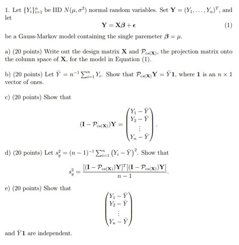 1 let {yi}i 1n be iid n μ σ2 normal random